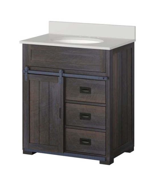 Morriston 30-in Distressed Java Undermount Single Sink Bathroom Vanity ...