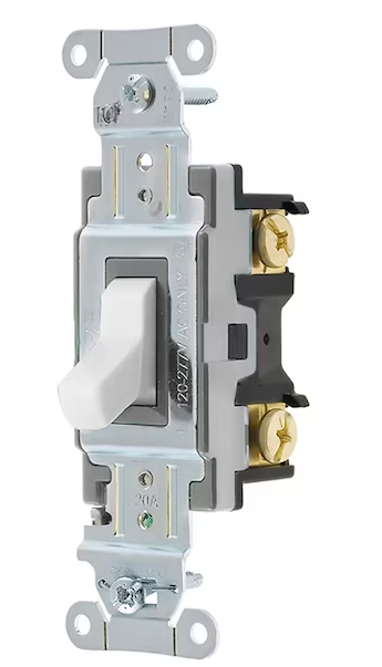 20-Amp 3-Way Toggle Light Switch, White - StealDeals Inc